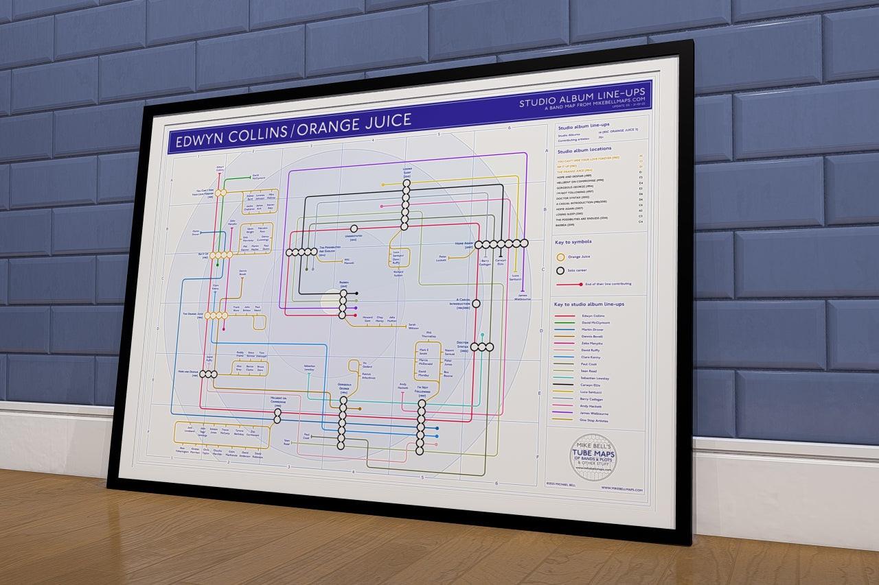 EDWYN COLLINS Discography Tube Map | Data-Art – MikeBellMaps